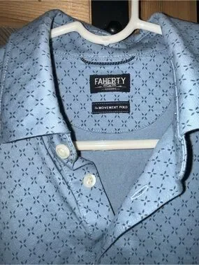 Faherty | Shirts | Faherty Reserve Sky Blue Microprint Polo The ...